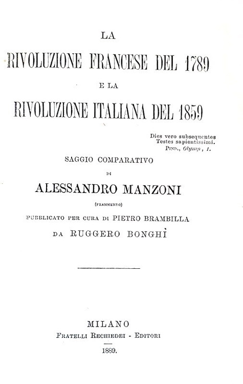 Manzoni - La Rivoluzione francese del 1789 e la Rivoluzione italiana ...