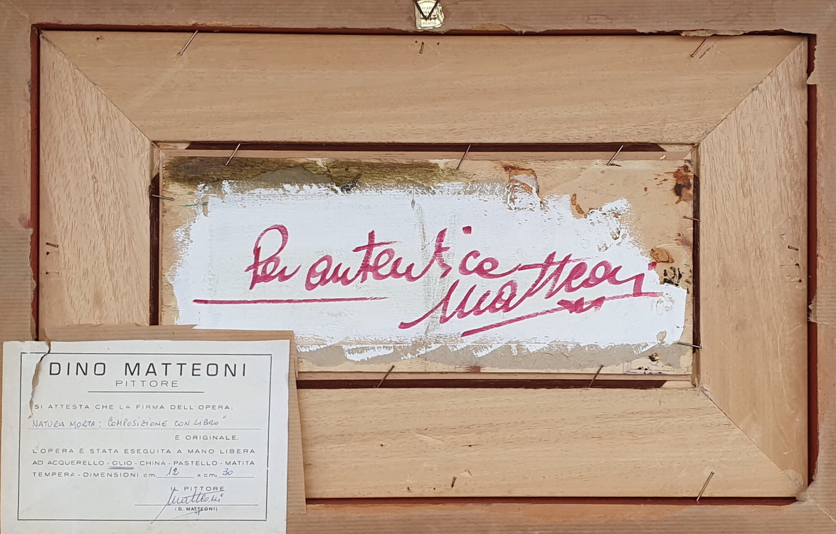 Dino Matteoni - Natura morta. Composizione con libro - 1950/55 circa ...