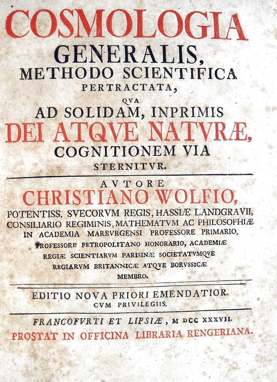 Christian Wolff - Cosmologia generalis methodo scientifica pertractata ...