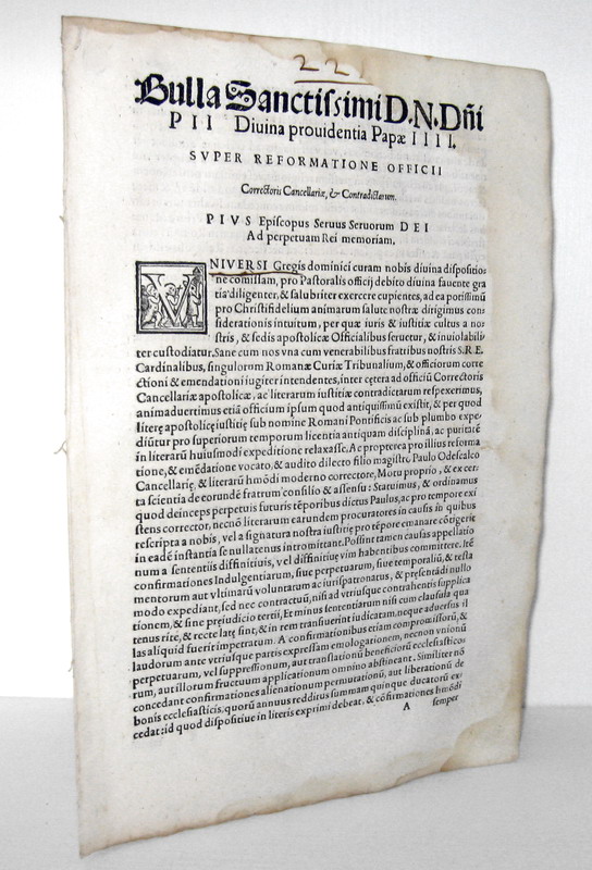 Bolla di papa Pio IV sulla Cancelleria Apostolica - Roma, Blado 1562